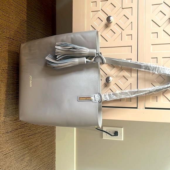 Joy & Iman | Bags | Joy Iman Purse In Taupe Leather With Tassels | Poshmark
